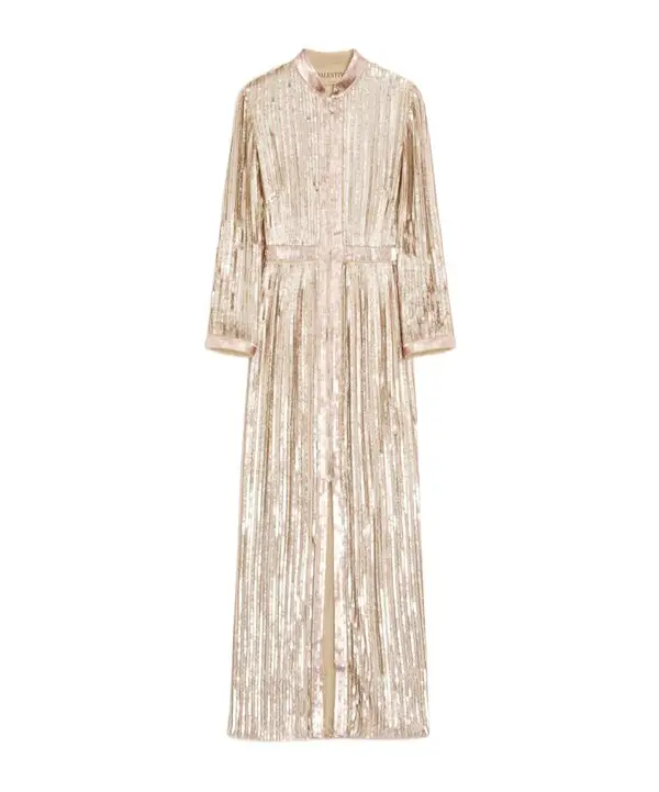 Valentino Garavani Embroidered Chiffon Dress - Nude