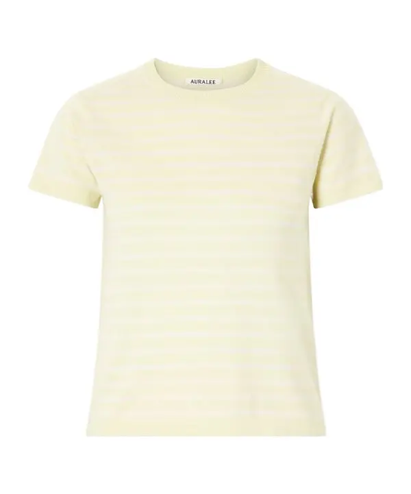 Auralee Thinstripe Shortsleeve Tee - White