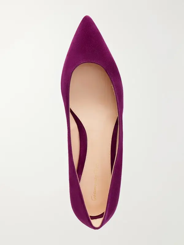 GIANVITO ROSSI Suede Pointed Toe Ballet Flats