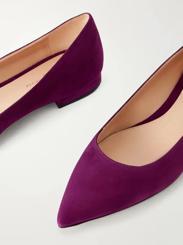GIANVITO ROSSI Suede Pointed Toe Ballet Flats