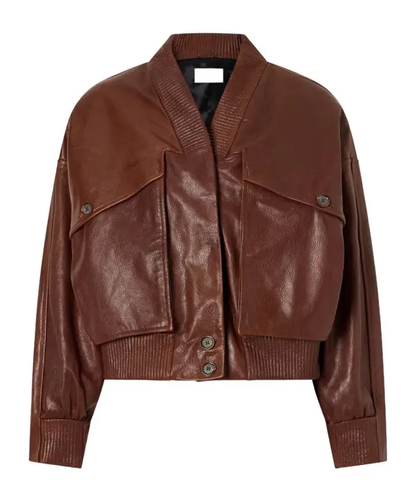 Magda Butrym Cropped Leather Jacket - Red