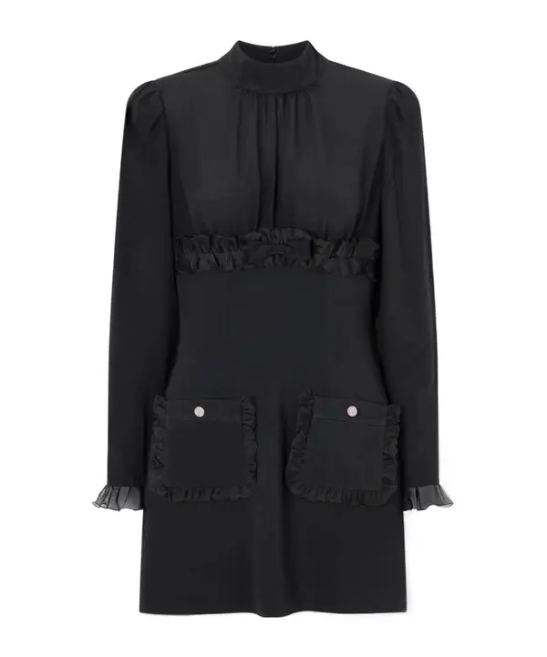 Alessandra Rich Ruffled Mini Dress - Black