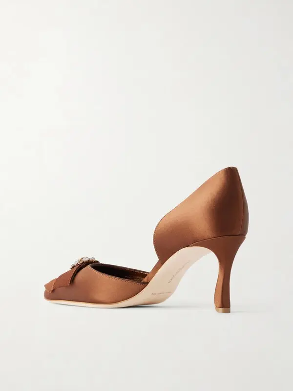 Manolo Blahnik Embellished Satin Pumps