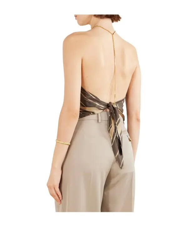 Stella McCartney Striped Open-back Satin Tank