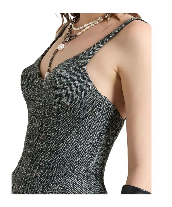 Ermanno Scervino Bustier Top With Straps In Herringbone Tailoring Twill
