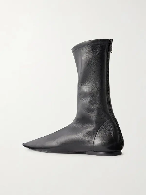 Khaite Solid Leather Ankle Boots
