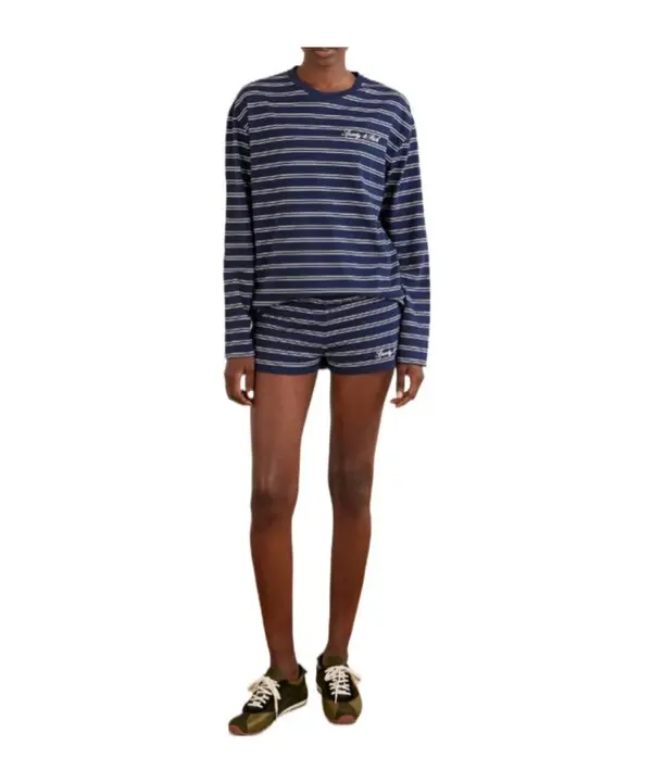 SPORTY  RICH Sporty & Rich Striped Cotton-jersey Shorts