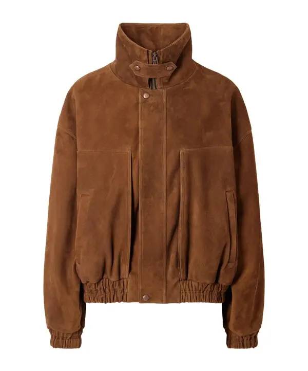 Magda Butrym Solid Color Suede Biker Jacket - Brown