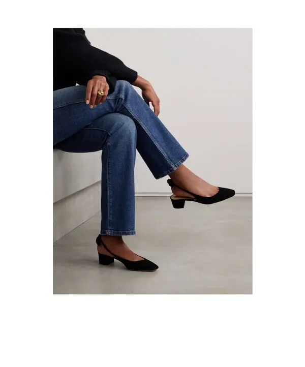 AQUAZZURA Solid Color Suede Slingback Pumps