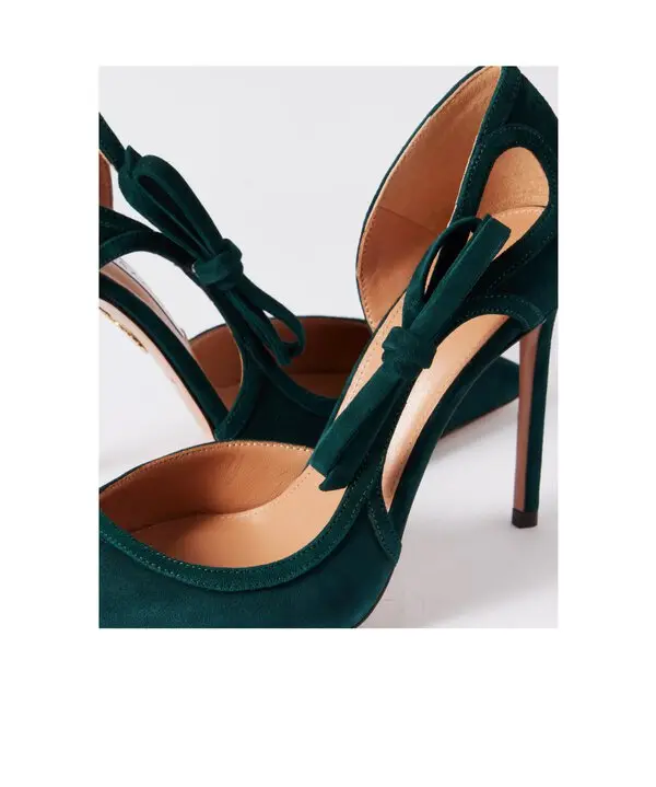 AQUAZZURA Bow-detailed Cutout Suede Pumps