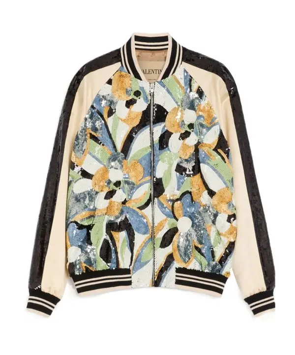 Valentino Garavani Souvenir Silk Jacket With Embroidered Sequins - Multicolor
