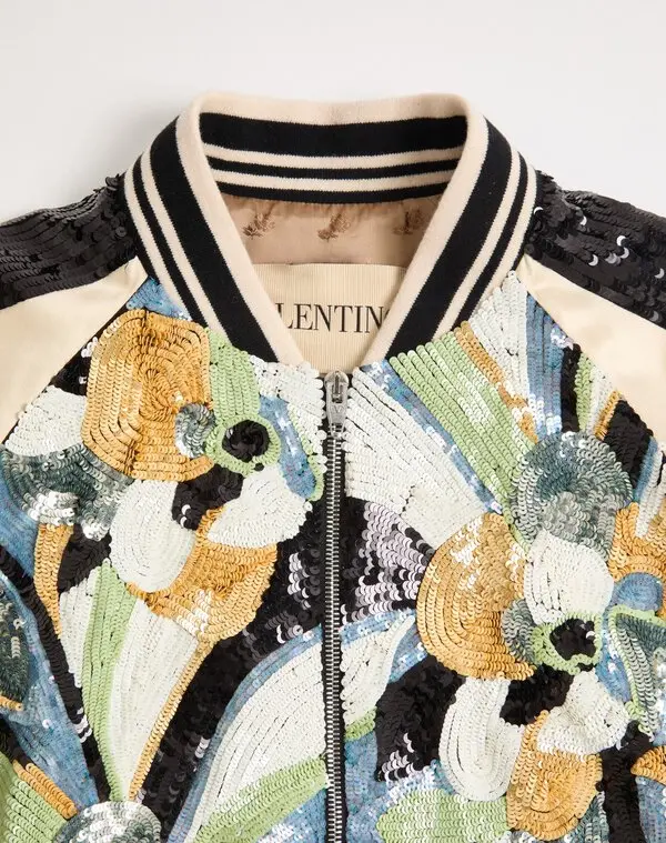 Valentino Garavani Souvenir Silk Jacket With Embroidered Sequins