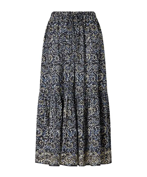 Ulla Johnson Olina Printed Cotton-blend Midi Skirt - Black