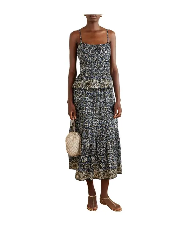 Ulla Johnson Olina Printed Cotton-blend Midi Skirt