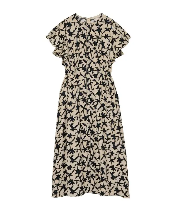 Ulla Johnson Printed Crepe Midi Dress - Nude