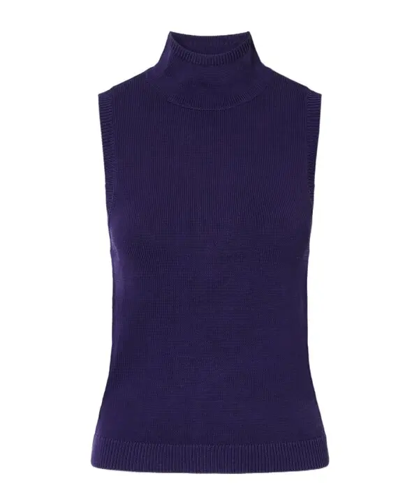 Staud Sleeveless High-neck Knit Top - Blue