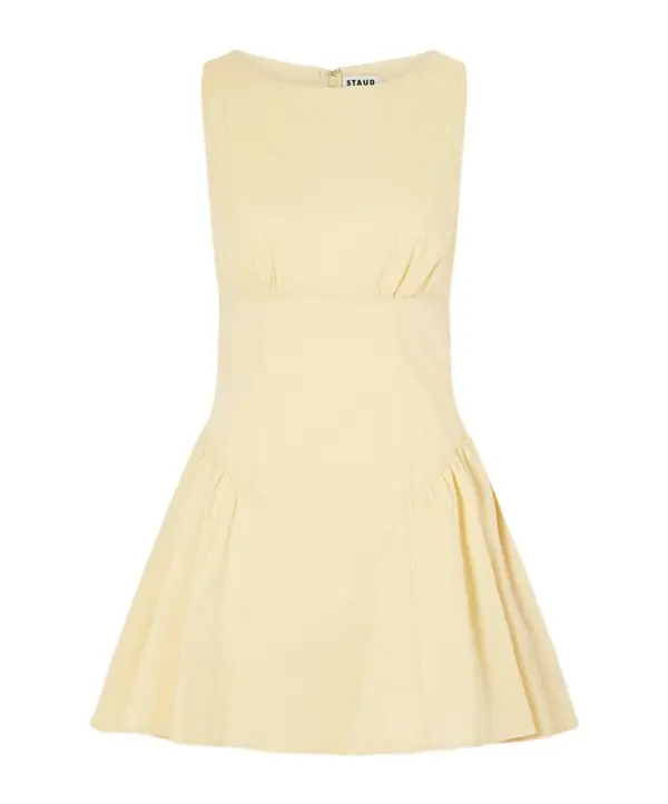 Staud Pale Yellow Sleeveless Mini Dress - Nude