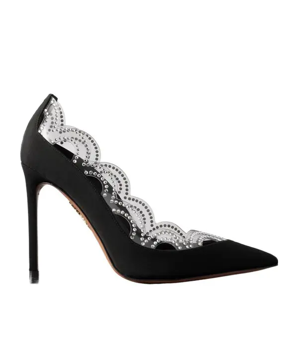 AQUAZZURA Rhinestone Pointed-toe Stiletto High Heels - Black