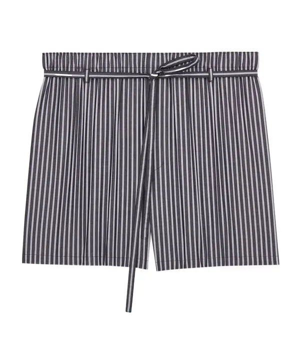 Saint Laurent Striped Belted Shorts - Black