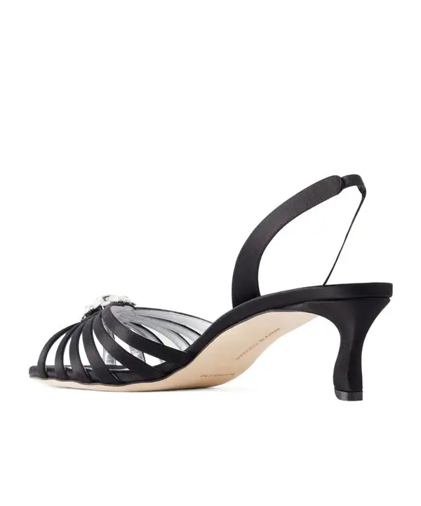 Manolo Blahnik Embellished Satin Slingback Sandals