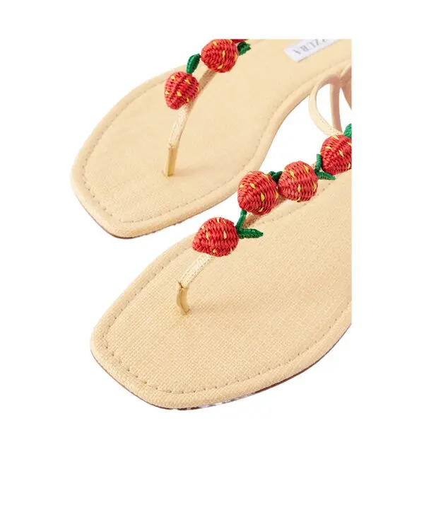 AQUAZZURA Embellished Raffia-effect Flat Sandals