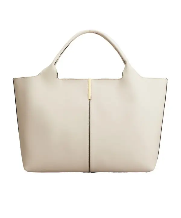 TOD'S Logo Engraved Medium Shopping Bag - White