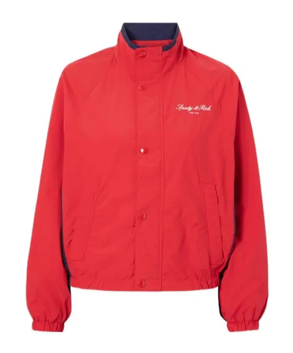 SPORTY  RICH Logo-embroidered Shell Jacket