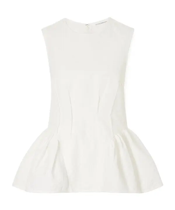 Cecilie Bahnsen Waist Pleated Top - White