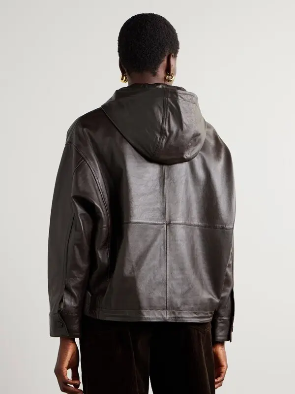 YVES SALOMON Hooded Leather Jacket