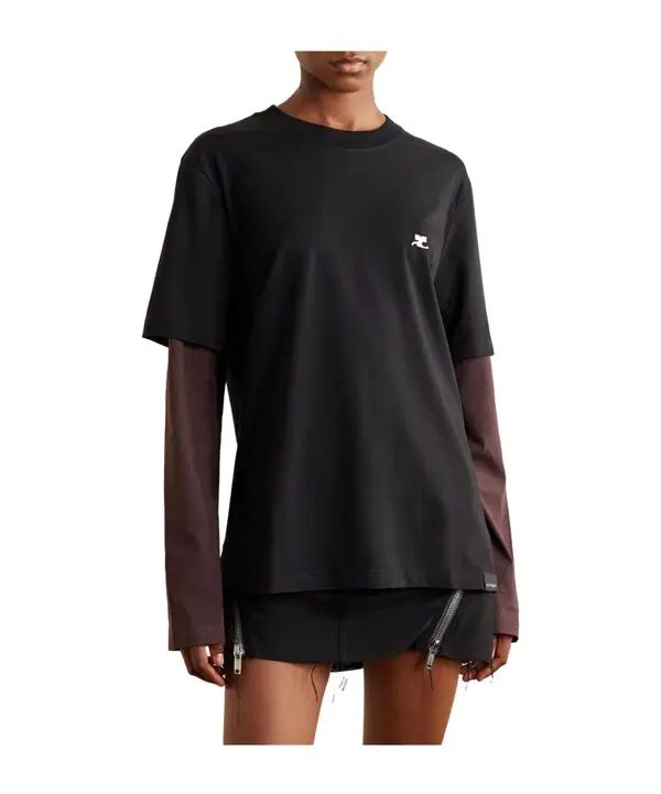 COURREGES Logo-embroidered Cotton-jersey T-shirt