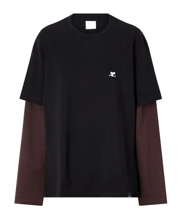 COURREGES Logo-embroidered Cotton-jersey T-shirt - F