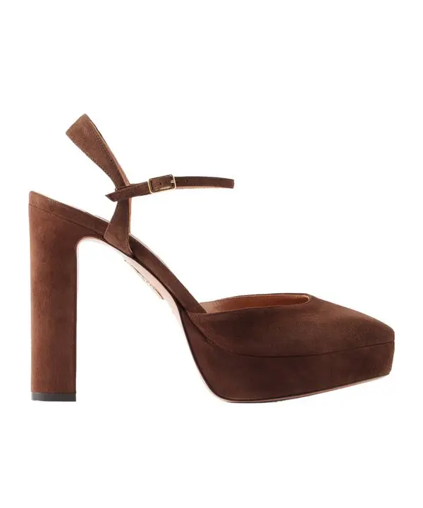 AQUAZZURA Suede Platform Pumps - Red