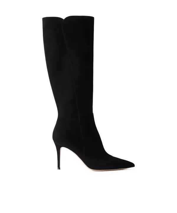 GIANVITO ROSSI Solid Suede Knee-high Boots - Black