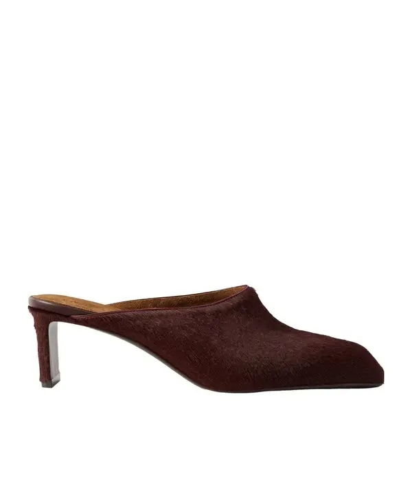 Khaite Solid Color Colt Calf Hair Mules - Brown