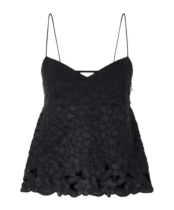 Isabel Marant Étoile Floral-embroidered Ramie Tank - Black
