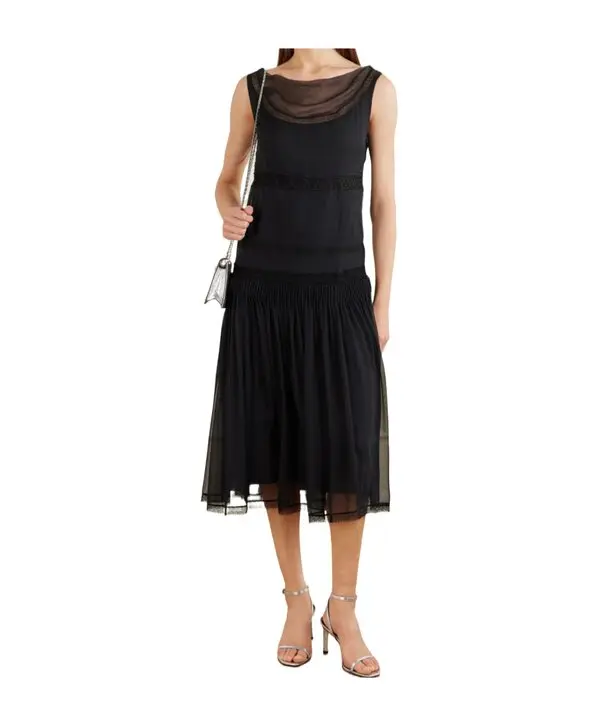 Tory Burch Pleated Lace-trimmed Dress