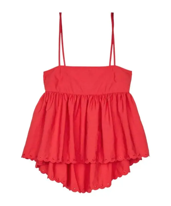 Cecilie Bahnsen Selena Broderie-anglaise Sleeveless Blouse - Red