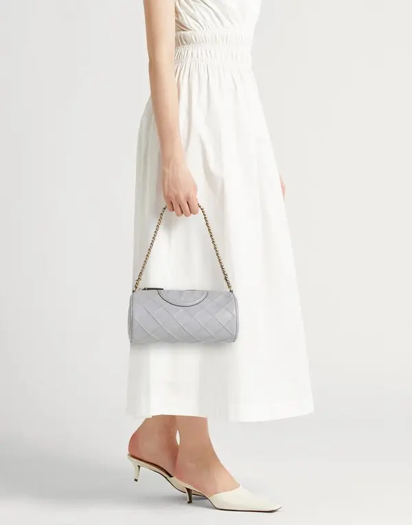 Tory Burch Quilted Leather Cylindrical Bag With Chain Detail