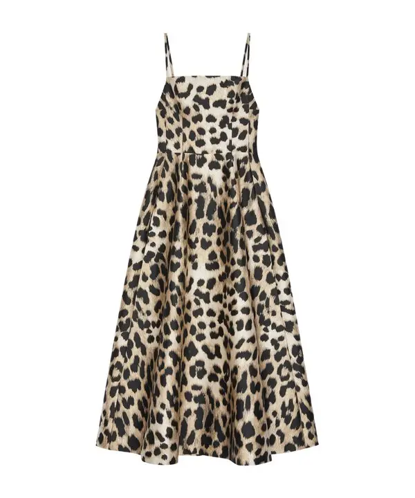 Givenchy Sliced Long Dress In Leopard Jacquard - Beige