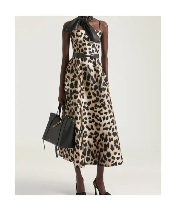 Givenchy Sliced Long Dress In Leopard Jacquard