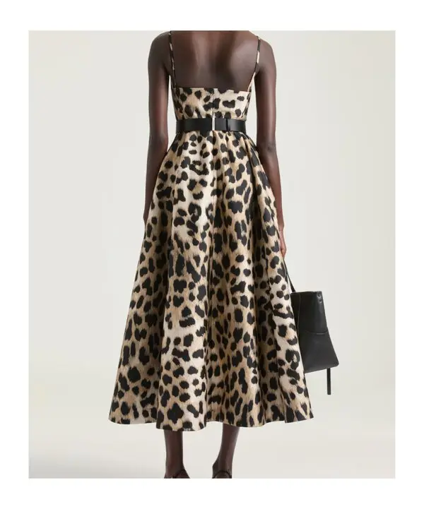 Givenchy Sliced Long Dress In Leopard Jacquard