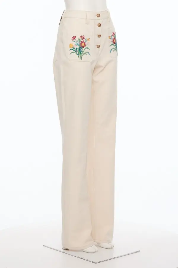 Valentino Garavani Floral-embroidered Jeans