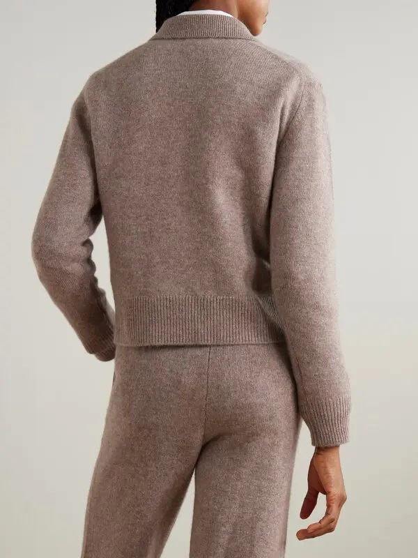 SPORTY  RICH Src Embroidered Cashmere And Wool-blend Polo Sweater