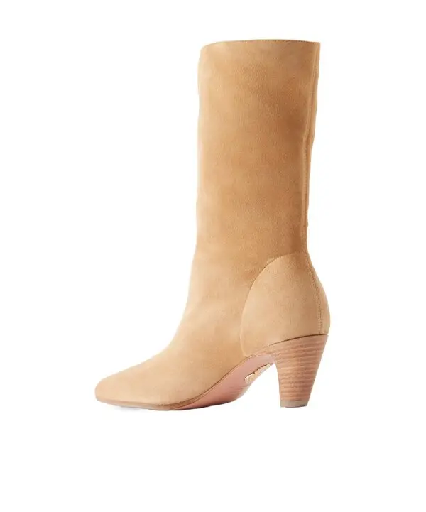 AQUAZZURA Suede Ankle Boots With Stacked Wooden Heel