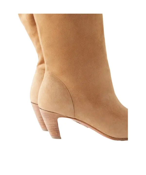 AQUAZZURA Suede Ankle Boots With Stacked Wooden Heel