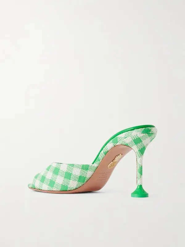 AQUAZZURA Checked Jacquard Mules