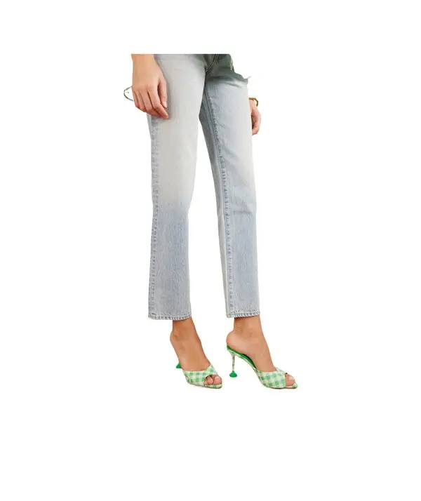 AQUAZZURA Checked Jacquard Mules