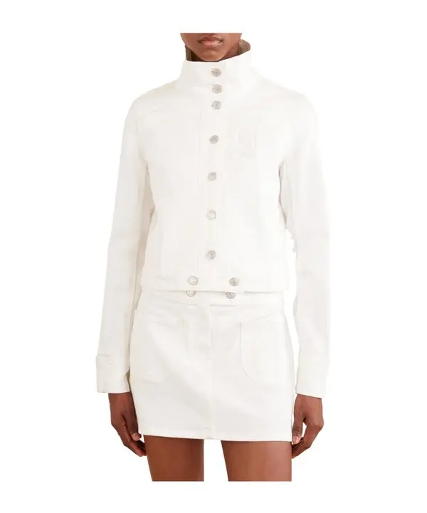 COURREGES Cropped Logo-embroidered Denim Jacket