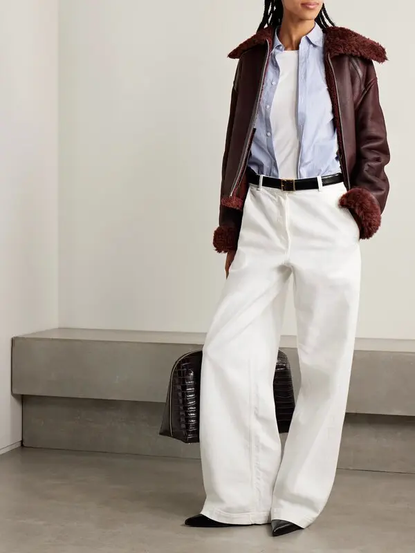 YVES SALOMON Shearling-trimmed Leather Jacket