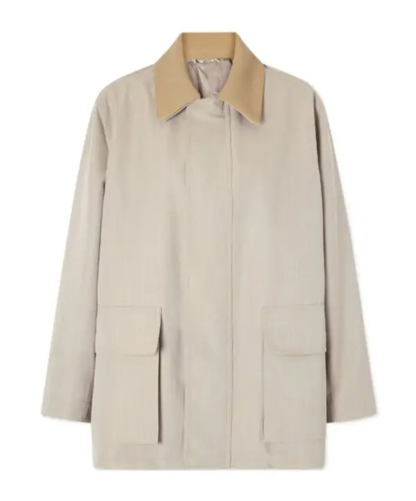 Auralee Leather-trimmed Wool-canvas Jacket - Nude